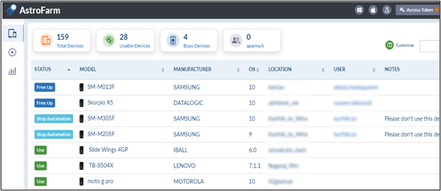 A Quick Look At The AstroFarm Console | 42Gears Documentation